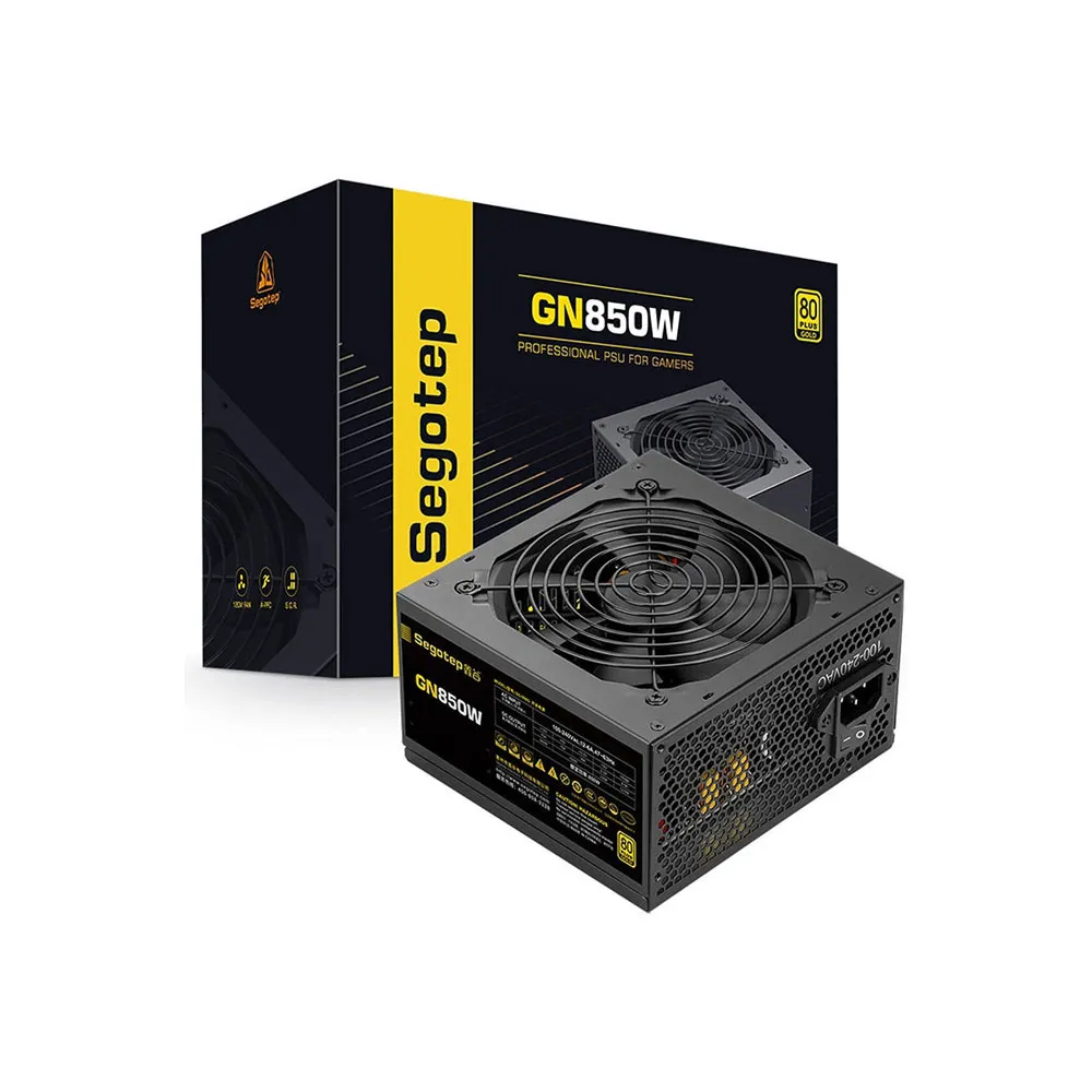 Segotep GN850W Non-Modular Power Supply, 850W Power Output, 80 Plus Gold Efficiency, 120mm ...