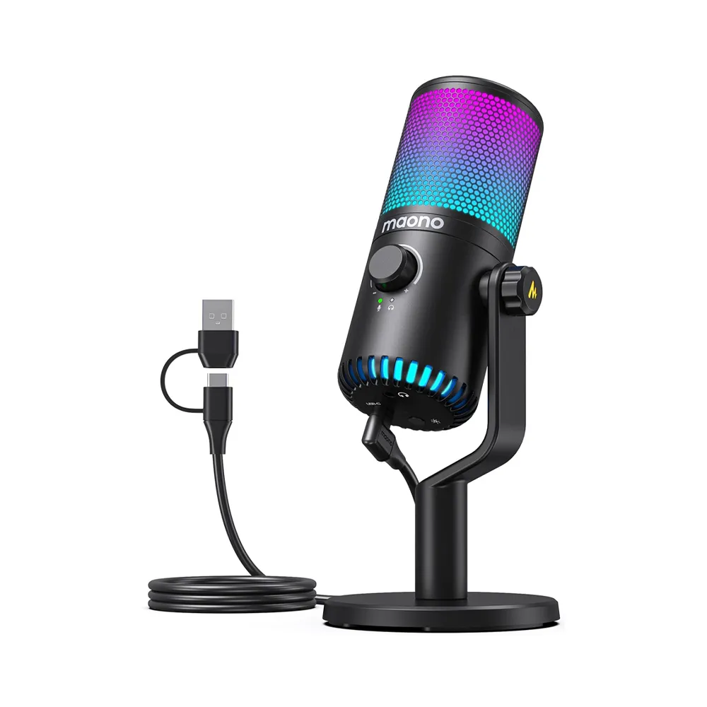 MAONO DM30 RGB Gaming USB Microphone, Programmable PC Condenser Mic ...