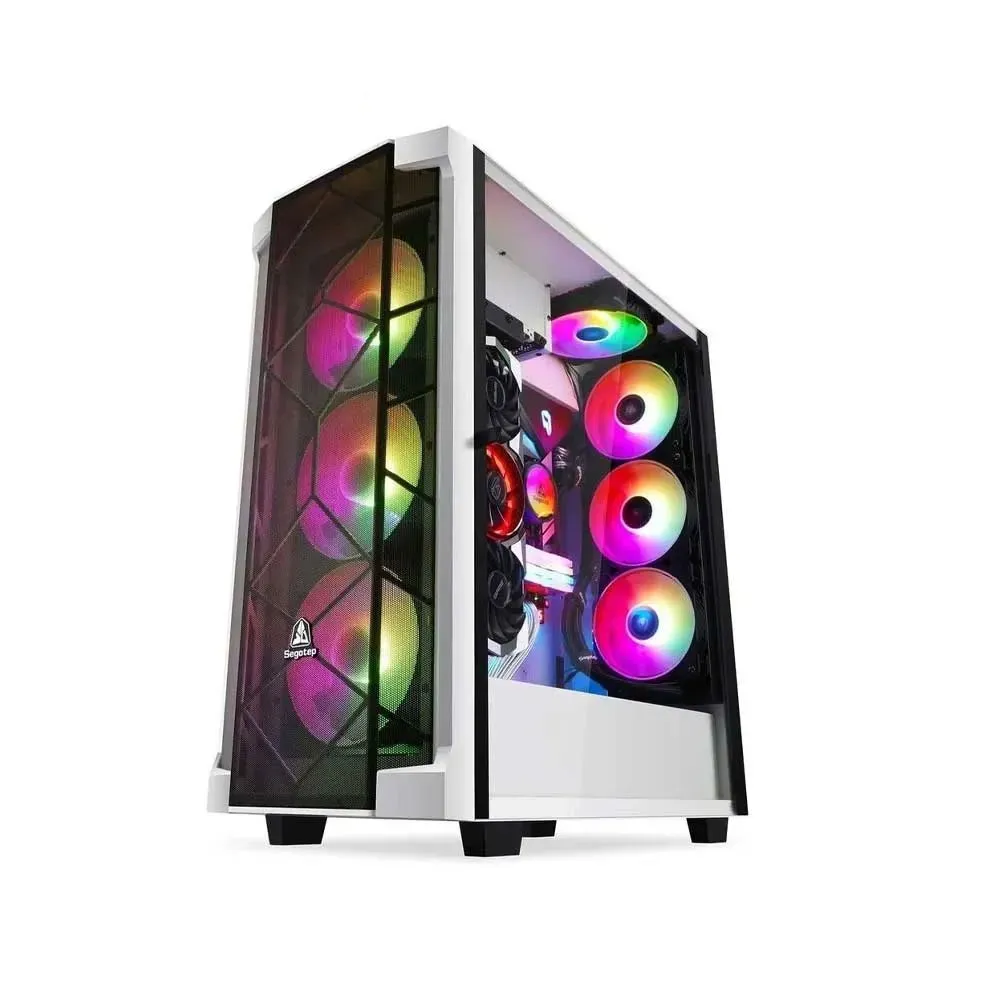 Segotep Phoenix T1 White Full Tower EATX Gaming PC Desktop Computer Gaming ITX Case ATX Computer ...
