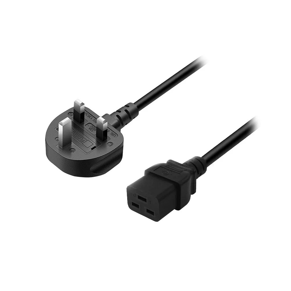 C19 Power Cable UK Mains Plug to IEC 320 C19 13AWG Extension Cord Leads ...