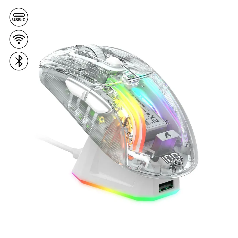ATTACK SHARK X2 Pro Wireless Gaming Mouse with RGB Charging Dock, Tri ...