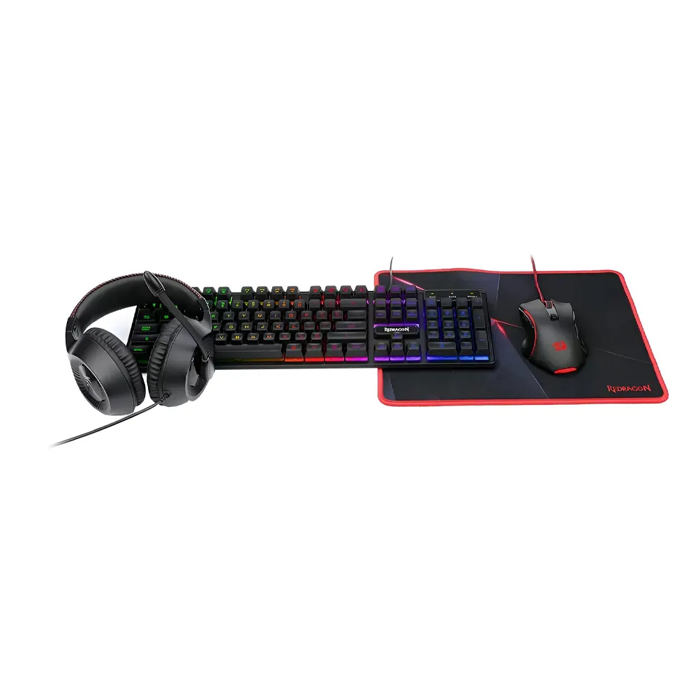 Redragon S137 Wired Black Keyboard, Mouse, Headphone and Mouse Pad Combo