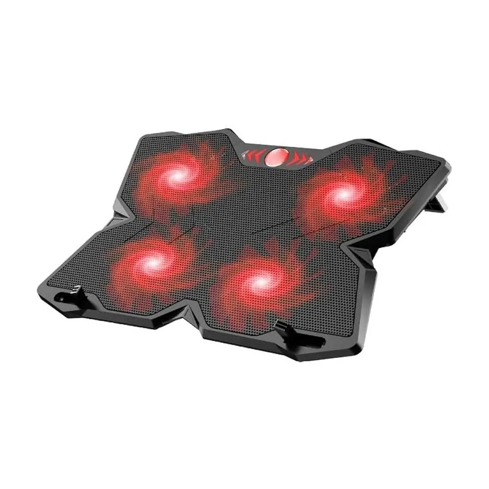 Laptop Cooling Pad F4 Plus, Adjustable Height, 4 Quiet Fan, Red LED ...