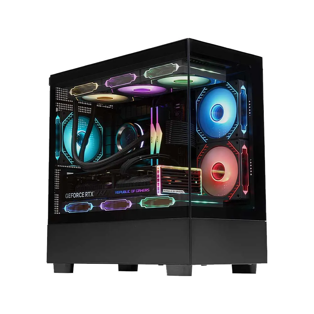 WJCOOLMAN Basalat PRO LC-XW PRO with 9 RGB Fans, Panoramic Side View ...