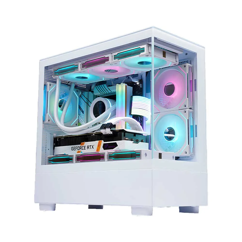 WJCOOLMAN Basalat PRO LC-XW PRO with 9 RGB Fans, Panoramic Side View ...