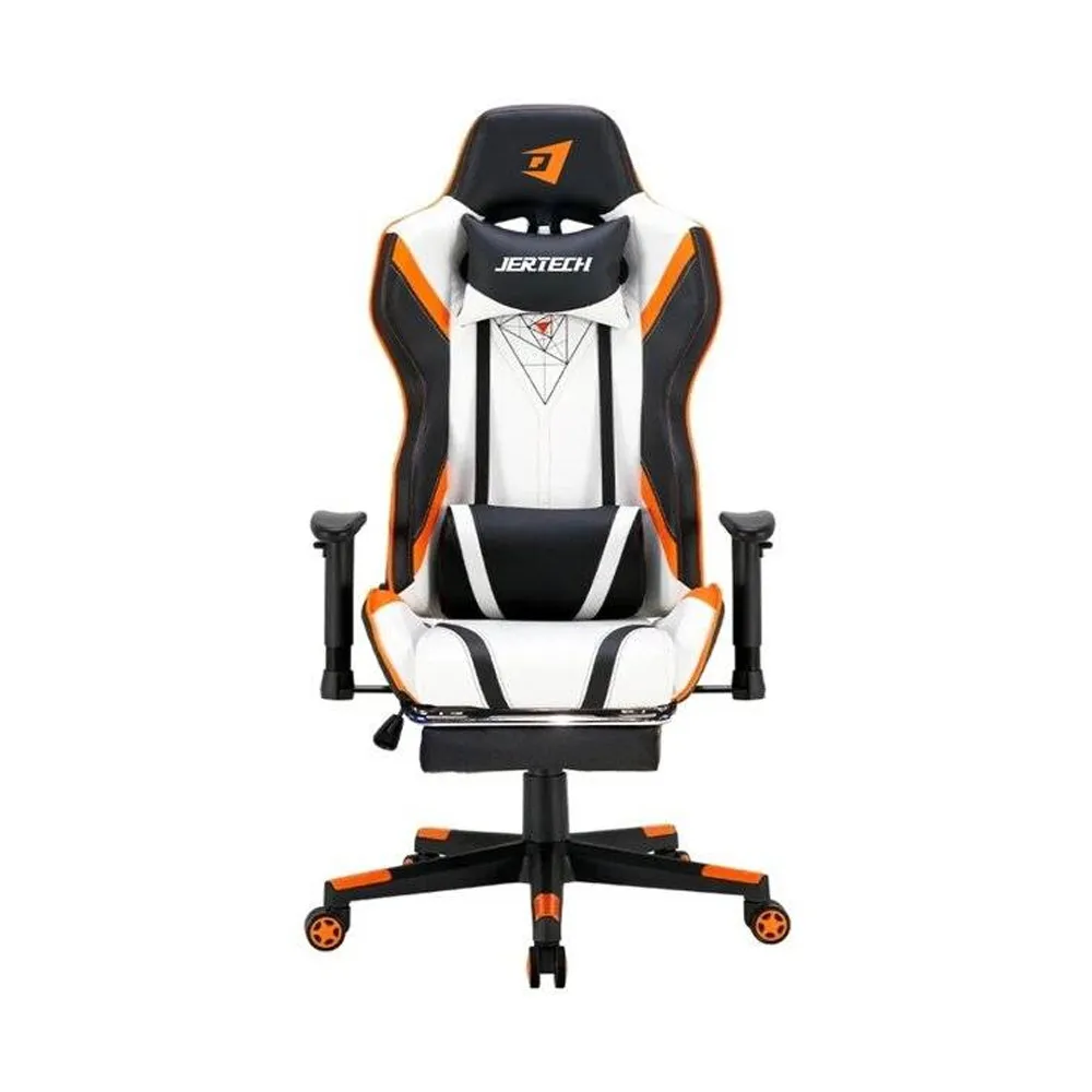 Jertech GR-101 Gaming Chair - Black & White & Orange